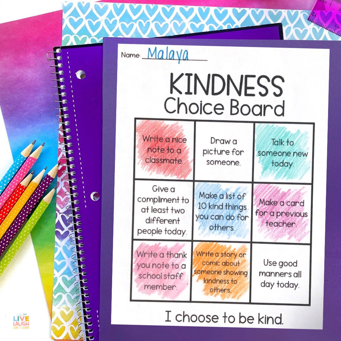 World Kindness Day - Kindness Choice Board and Writing Activities - Etsy