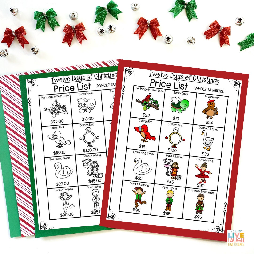 12 Days of Christmas Math Project | Home School Math Project | Adding ...