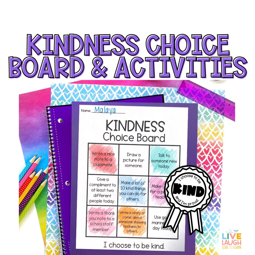 World Kindness Day - Kindness Choice Board and Writing Activities - Etsy