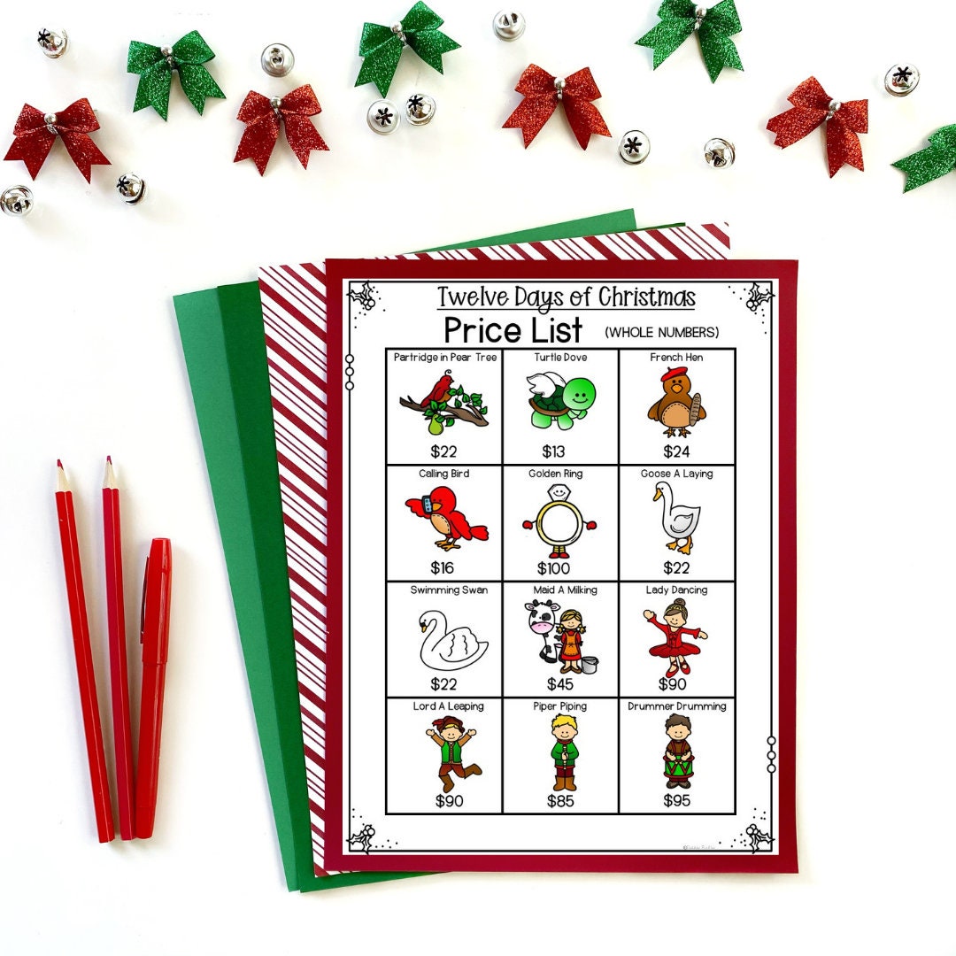 12 Days of Christmas Math Project | Home School Math Project | Adding ...