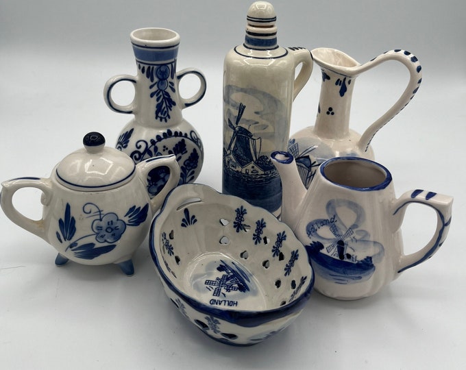 Set of 6 Delft Blue Miniature Vessels and Pitchers. 436 - Etsy