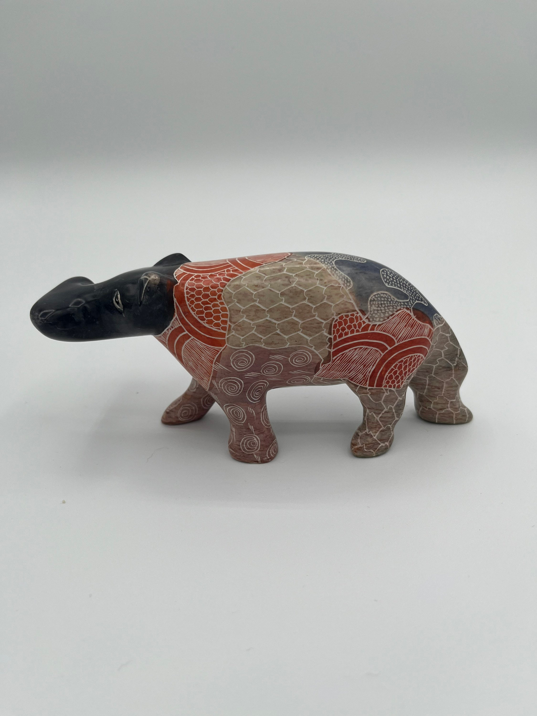 Hand Carved and Painted Besmo Hippo. Made in Kenya. 177 - Etsy