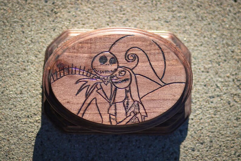 Jack and Sally Spiral Hill Wooden Plaque - Etsy