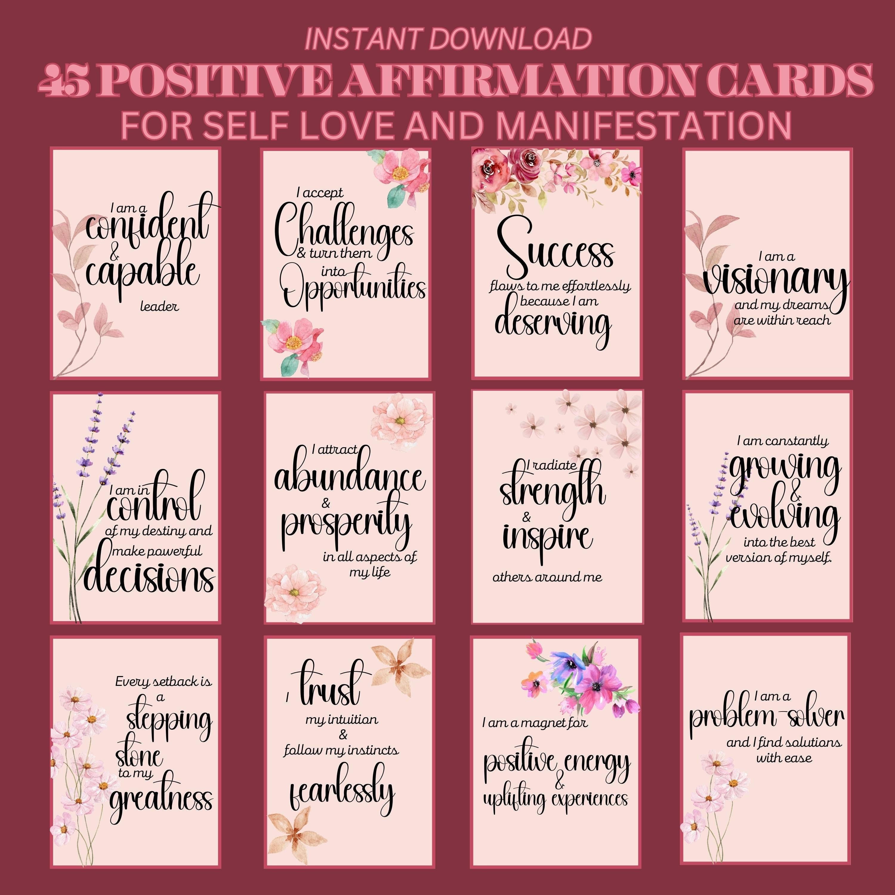 Printable Self-love Positive Affirmation Cards Deck for Female ...