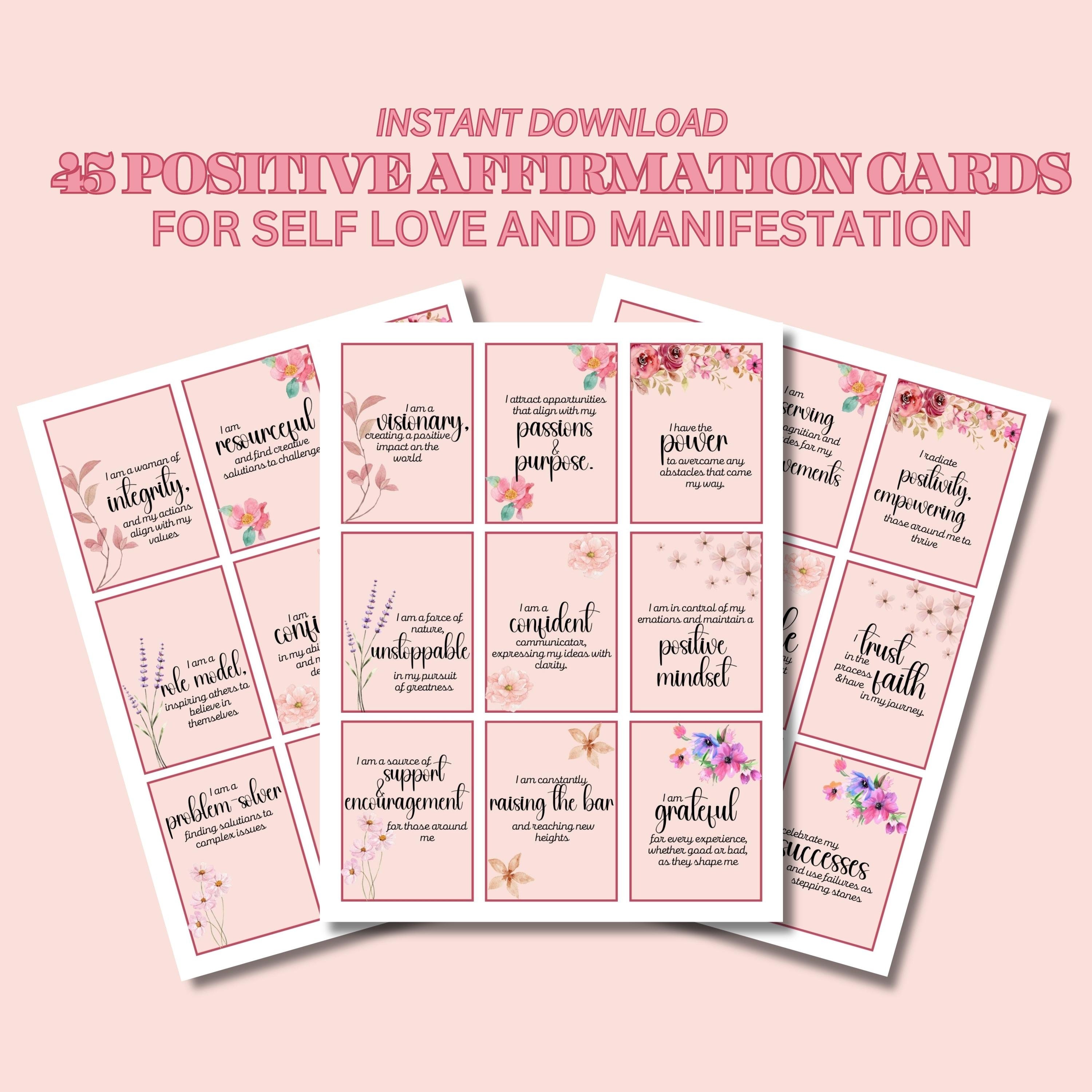 Printable Self-love Positive Affirmation Cards Deck for Female ...