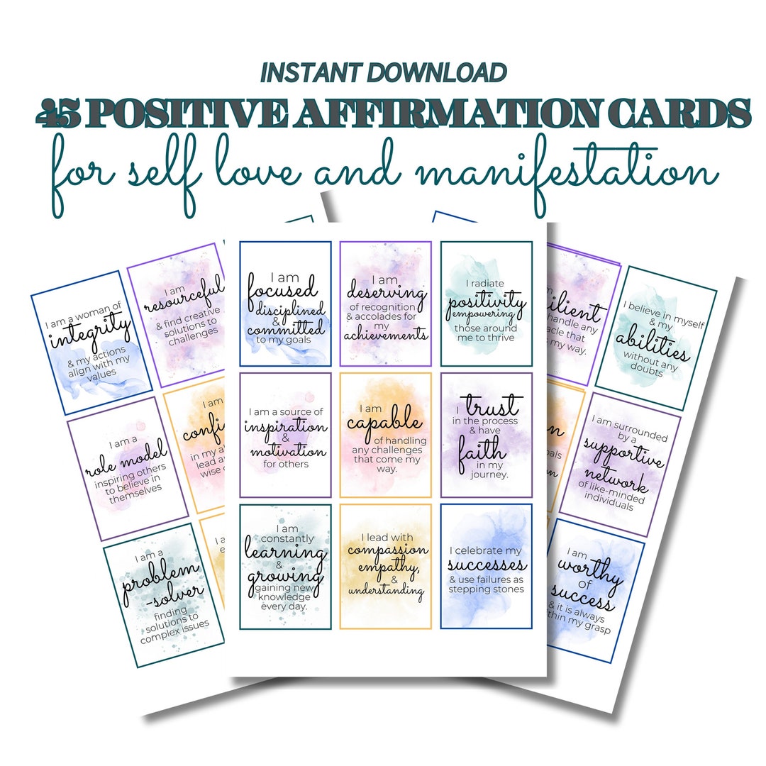 Printable Self-love Positive Affirmation Cards Deck for Female ...