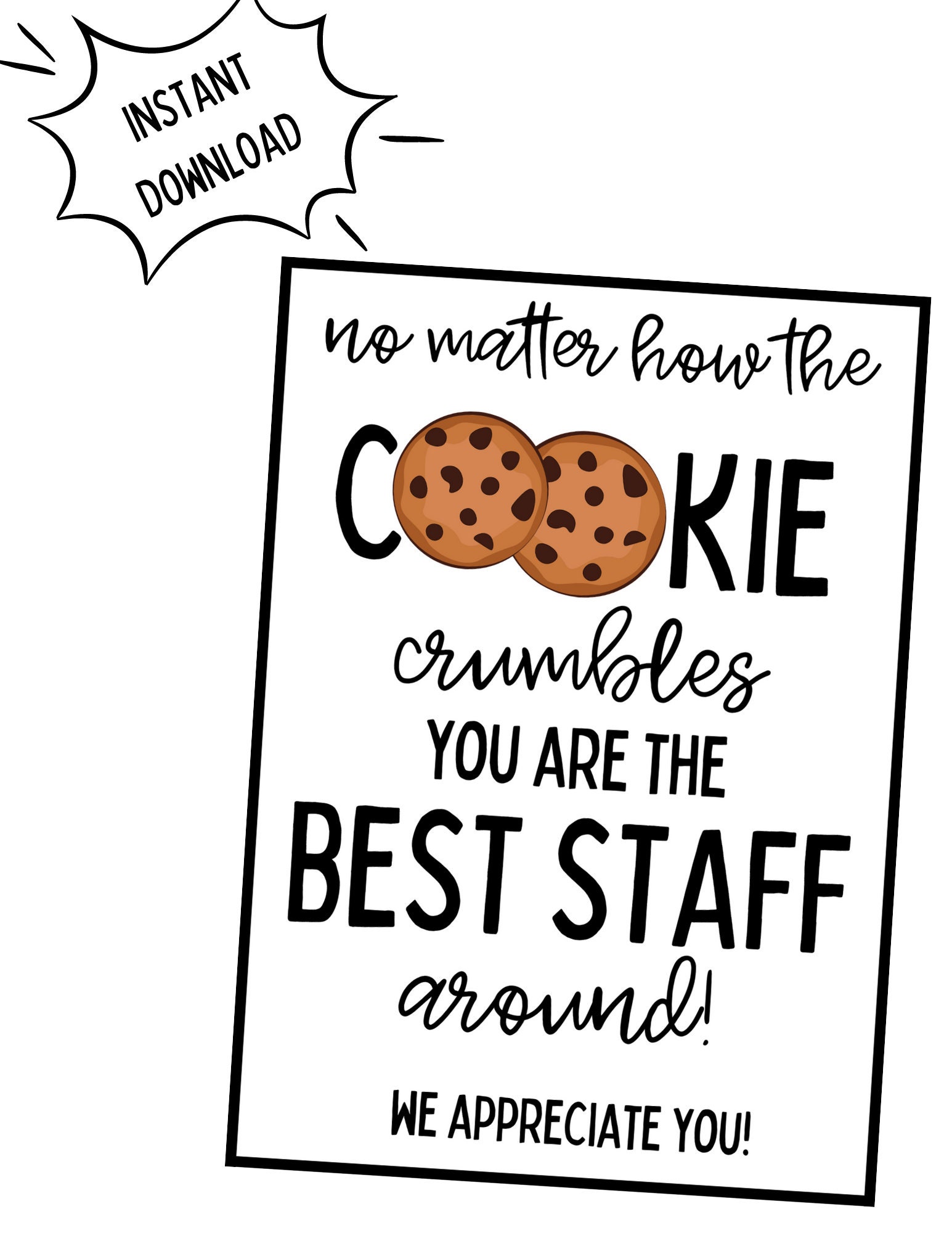 Cookie Appreciation Tag, Teacher Staff Employee School Corporate ...