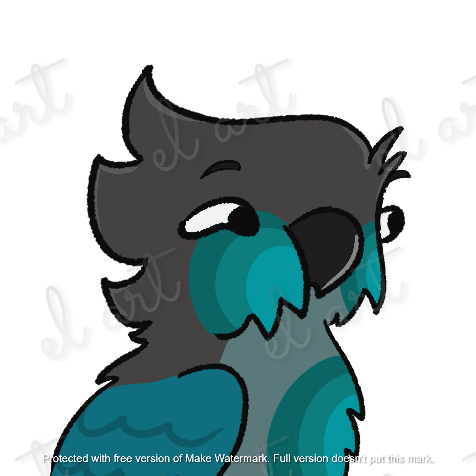 Turquoise Green Cheek Conure - Cartoon Half Portrait - Etsy