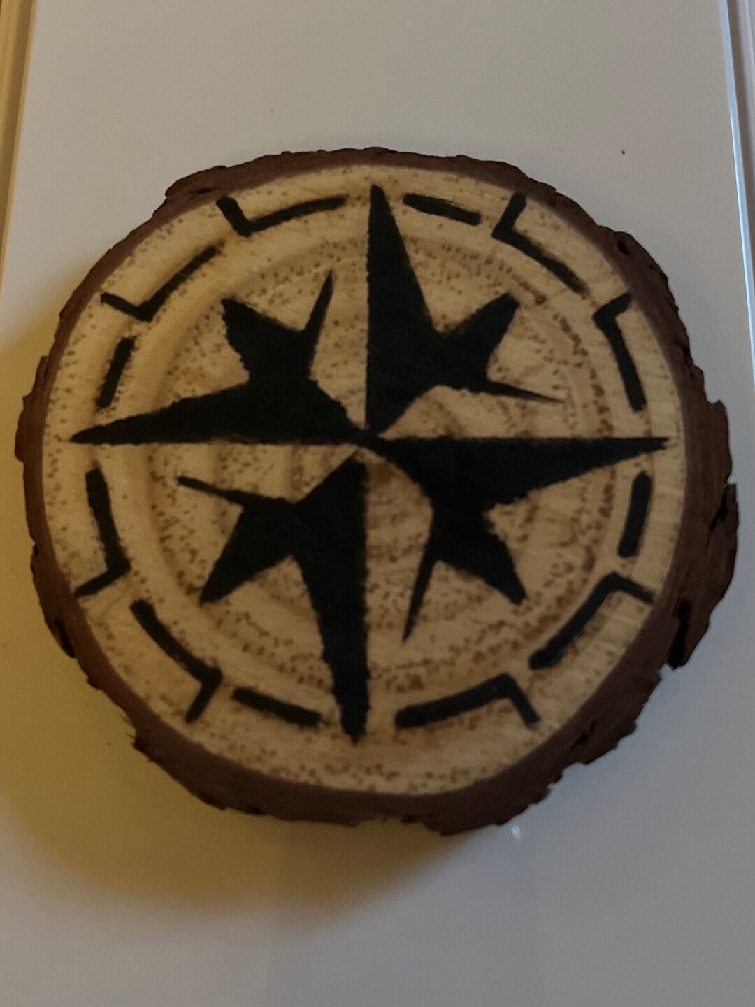 Rustic Wood Slice Ornament (XL) - Compass 1 - Etsy