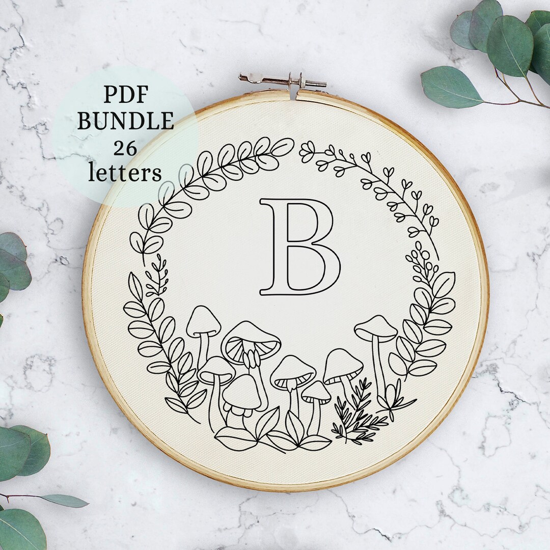 Mushroom Alphabet Embroidery Pattern: Letter Monogram (PDF Download) - Etsy