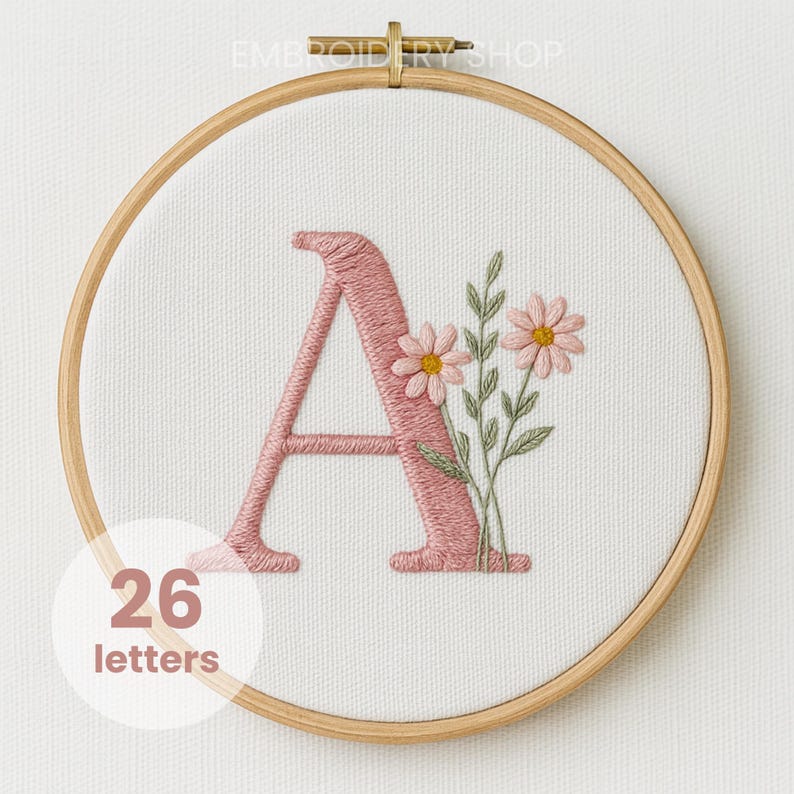 Floral Alphabet Embroidery Pattern: Wildflower Monogram (PDF Download ...