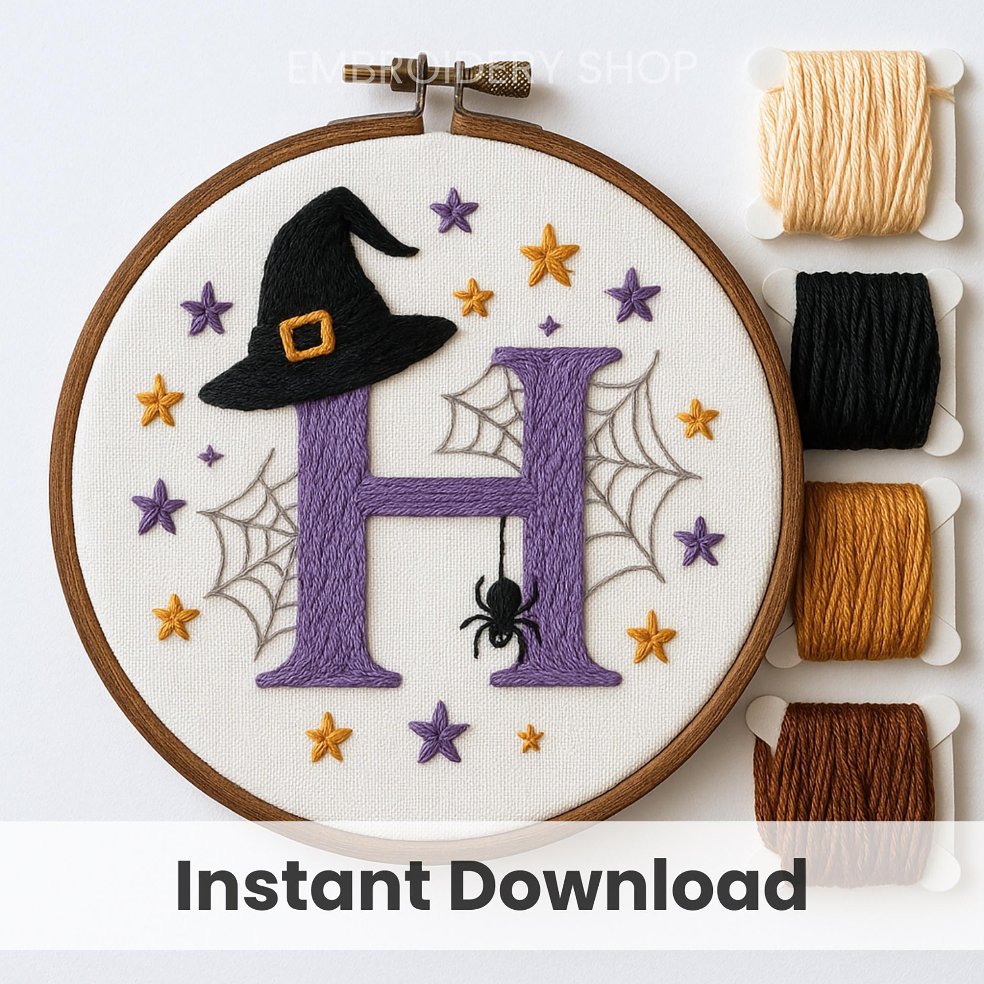 Witch Letters Embroidery Pattern: Spooky Halloween Alphabet (PDF ...