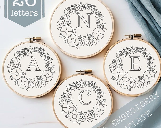 PDF Pattern - Letter L Floral Monogram, Embroidery Pattern, Alphabet ...