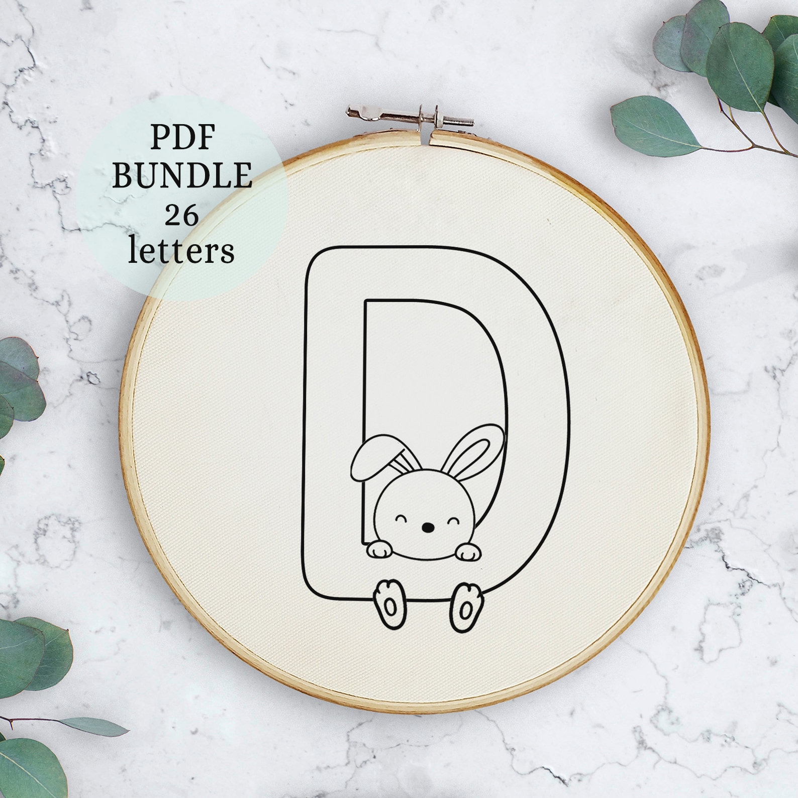 Farm Animal Alphabet Hand Embroidery Pattern, DIY Letter Monogram (PDF ...