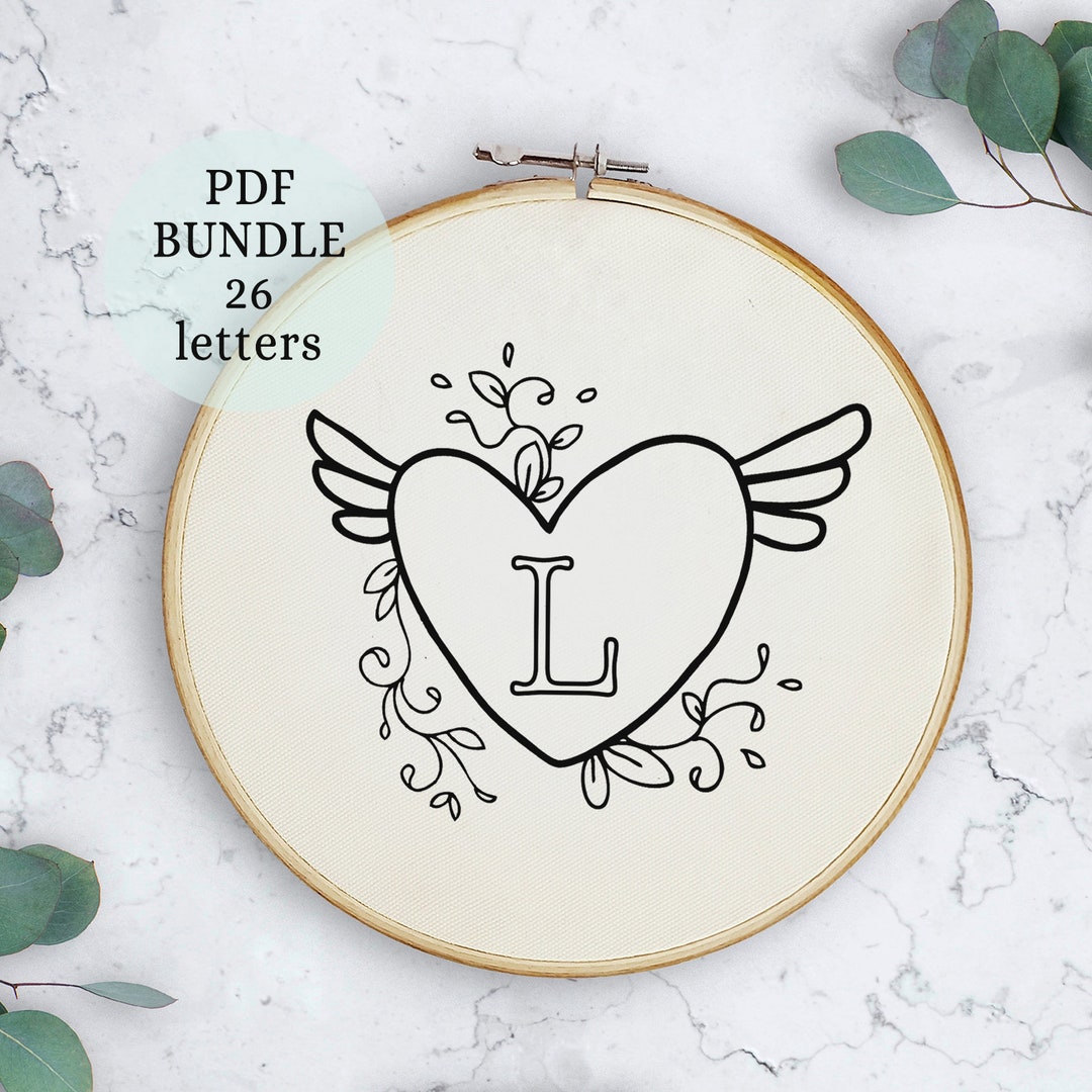 Full Alphabet, Hand Embroidery Letters, Set of Hand Embroidery Initials ...