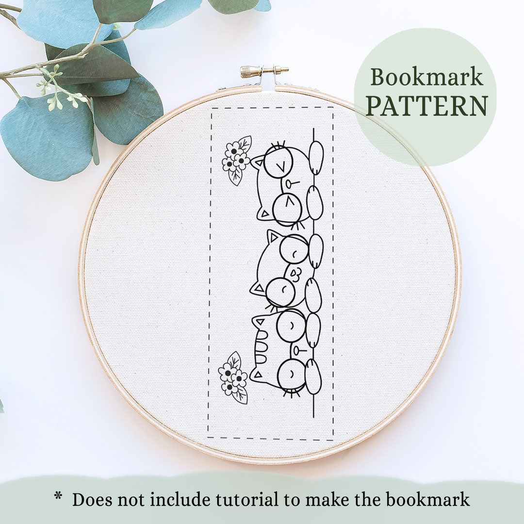 Bookmark Pdf Pattern, Cats Hand Embroidery, Digital Download ...