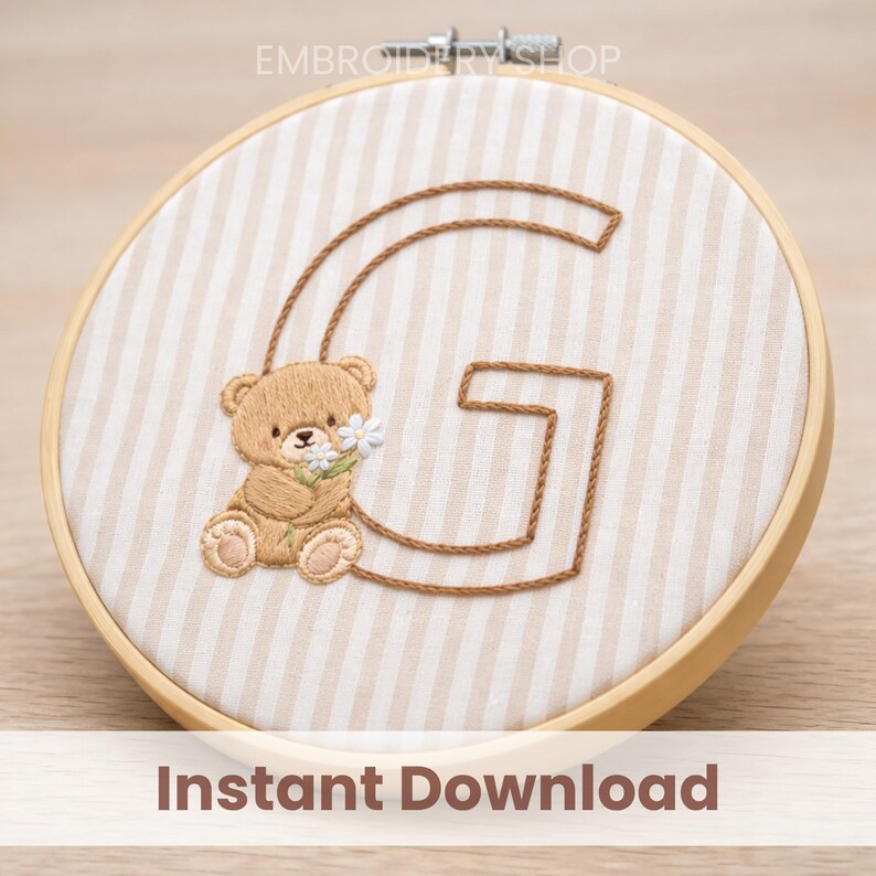 Teddy Bear Alphabet Letters Embroidery Pattern Beginner Friendly Baby ...