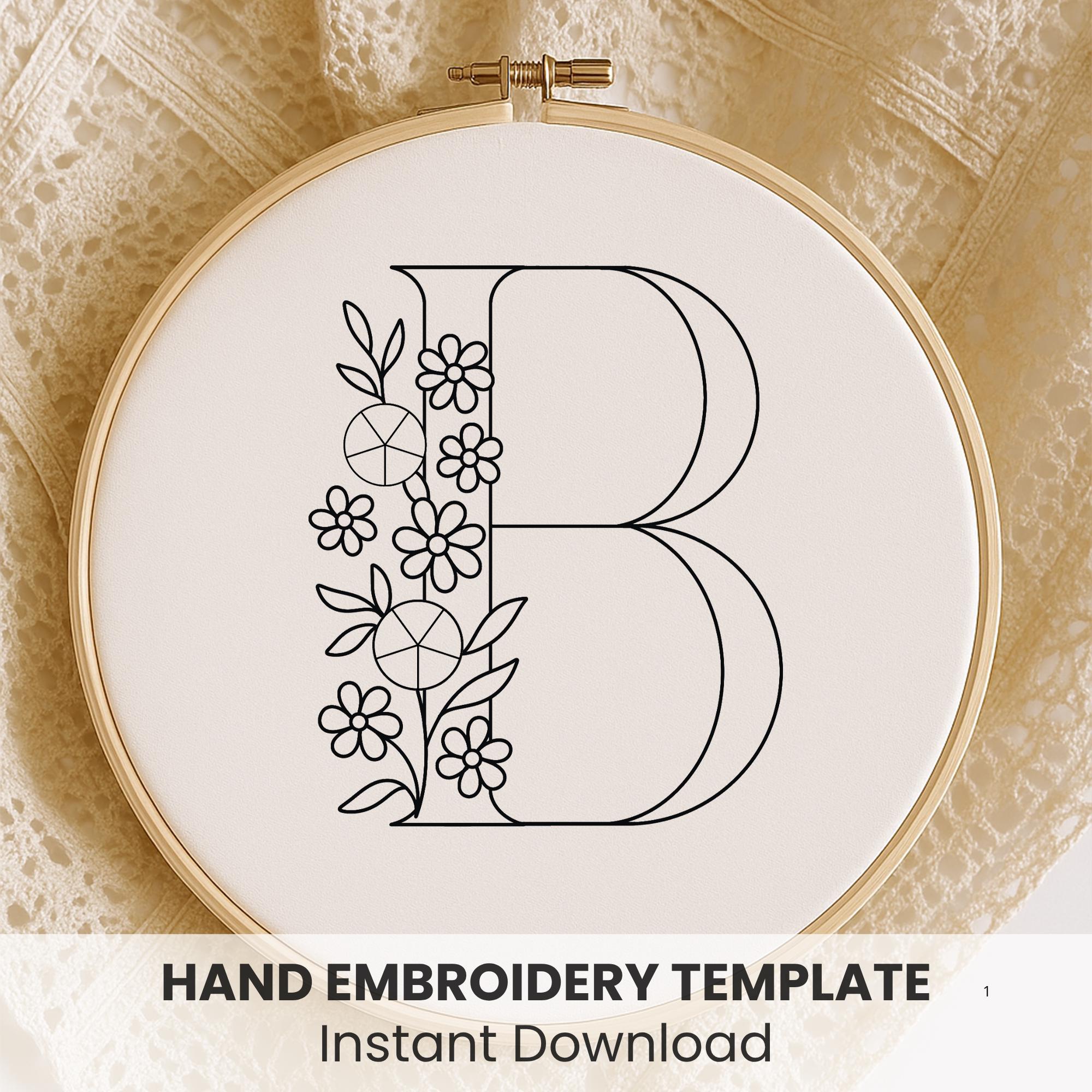 Floral Alphabet Embroidery Pattern: Printable Initial Monogram (PDF) - Etsy