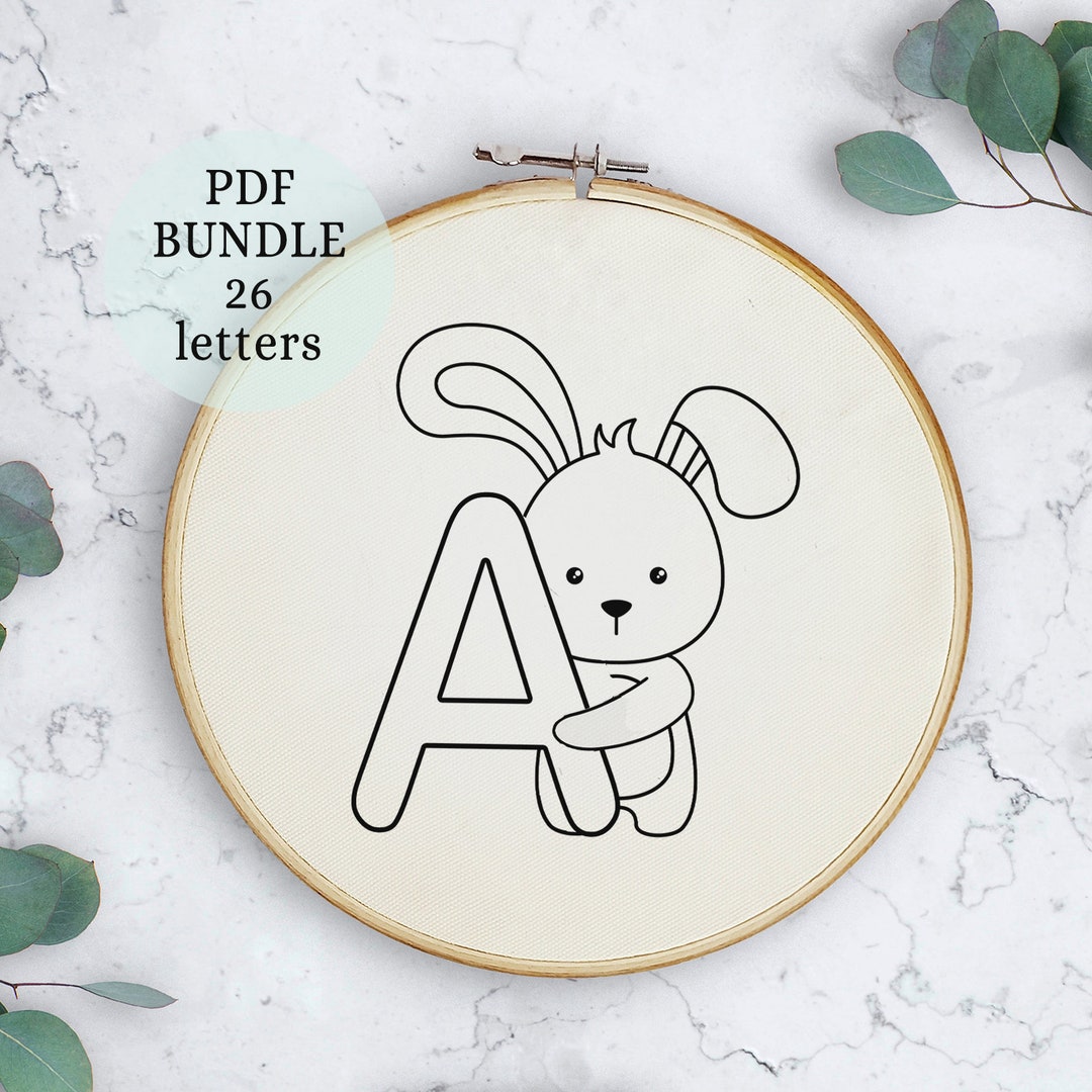 Bunny Alphabet Letters, Hand Embroidery Pattern, Digital PDF Download ...