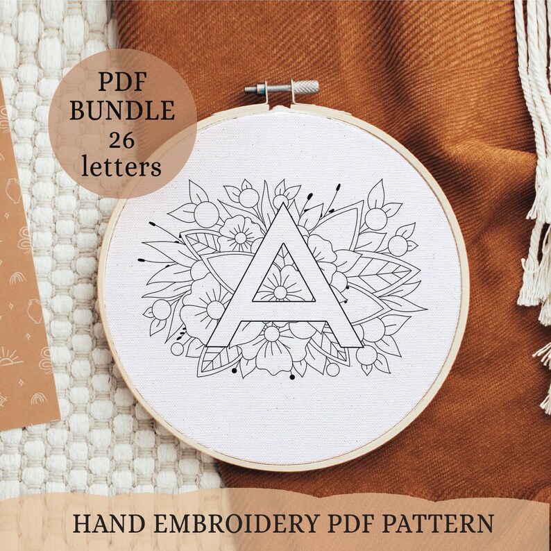 Floral Alphabet Embroidery Pattern, DIY Monogram (PDF Download) - Etsy