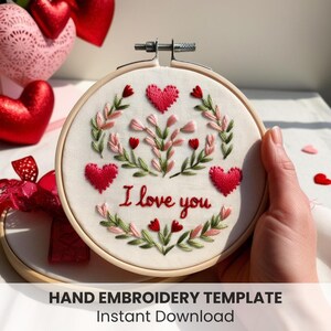 Love Inspired Embroidery Pattern, Valentines Day Stitch Ideas, Romantic ...