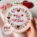 February Embroidery Pattern, Spring Embroidery Template, Love Hearts ...