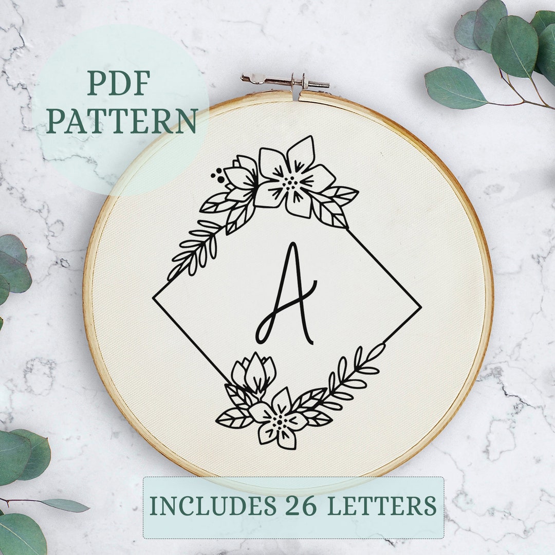 Elegant Floral Embroidery Letter Patterns, Full Alphabet Hand ...