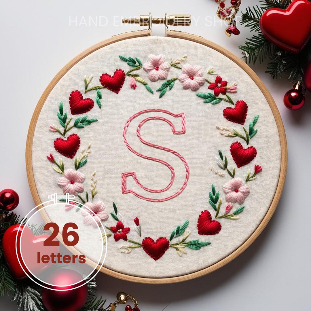 Embroidery Monogram Alphabet Pattern, Floral Letter Designs for DIY ...