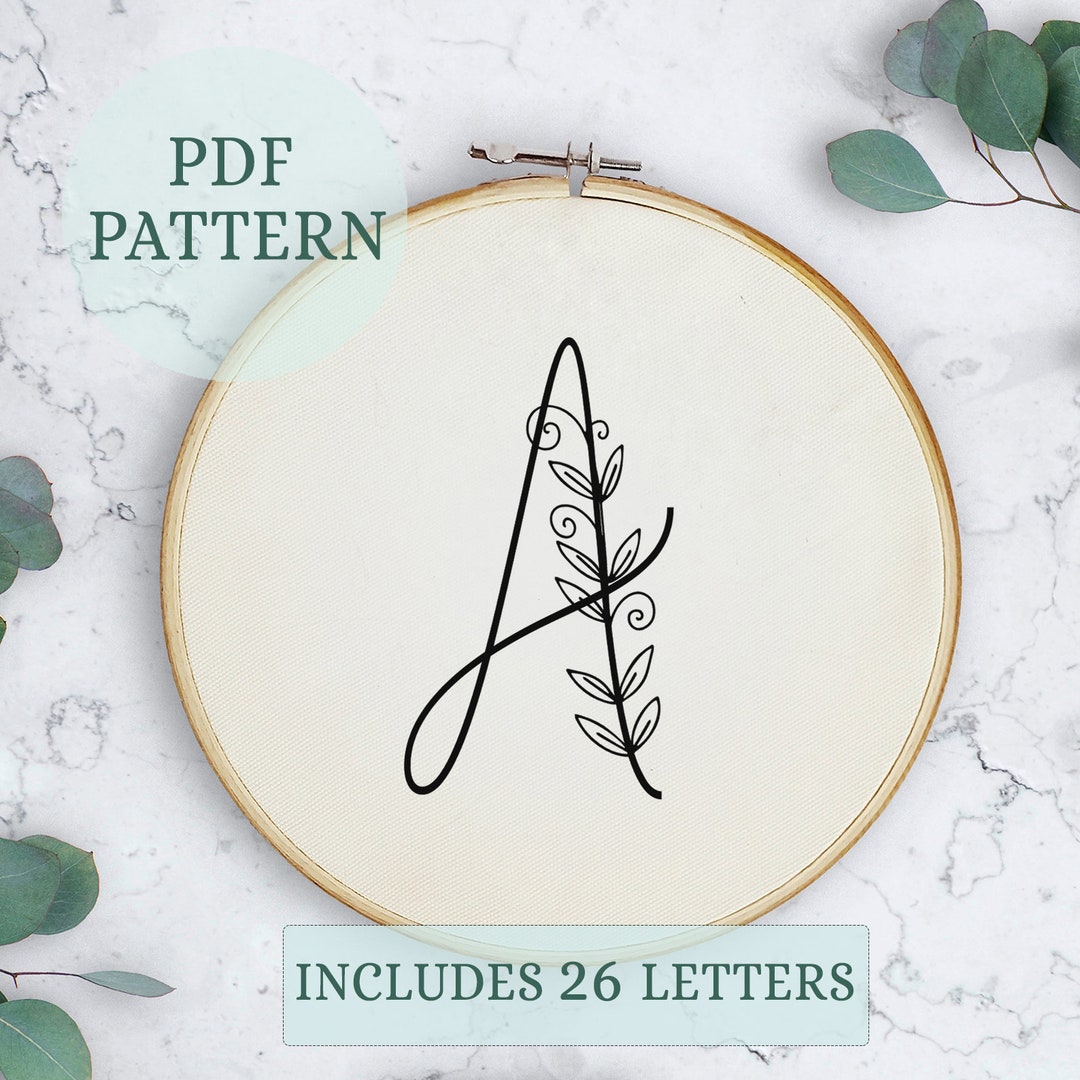 Floral Alphabet Embroidery Pattern, Complete Letter Design (PDF Pattern ...