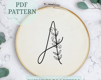 Floral Alphabet Embroidery PDF Pattern 6 Instant Digital - Etsy