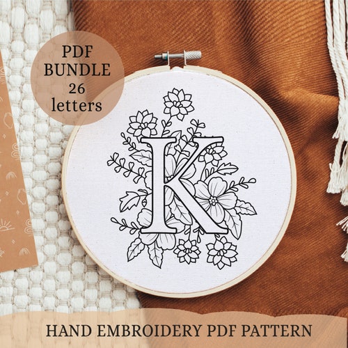 Floral Alphabet Letter L Initial Embroidery PDF Pattern - Etsy