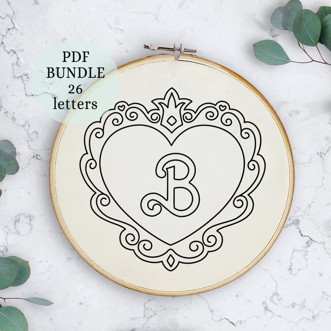 Heart Embroidery, Barbie Alphabet Embroidery, Princess Embroidery ...