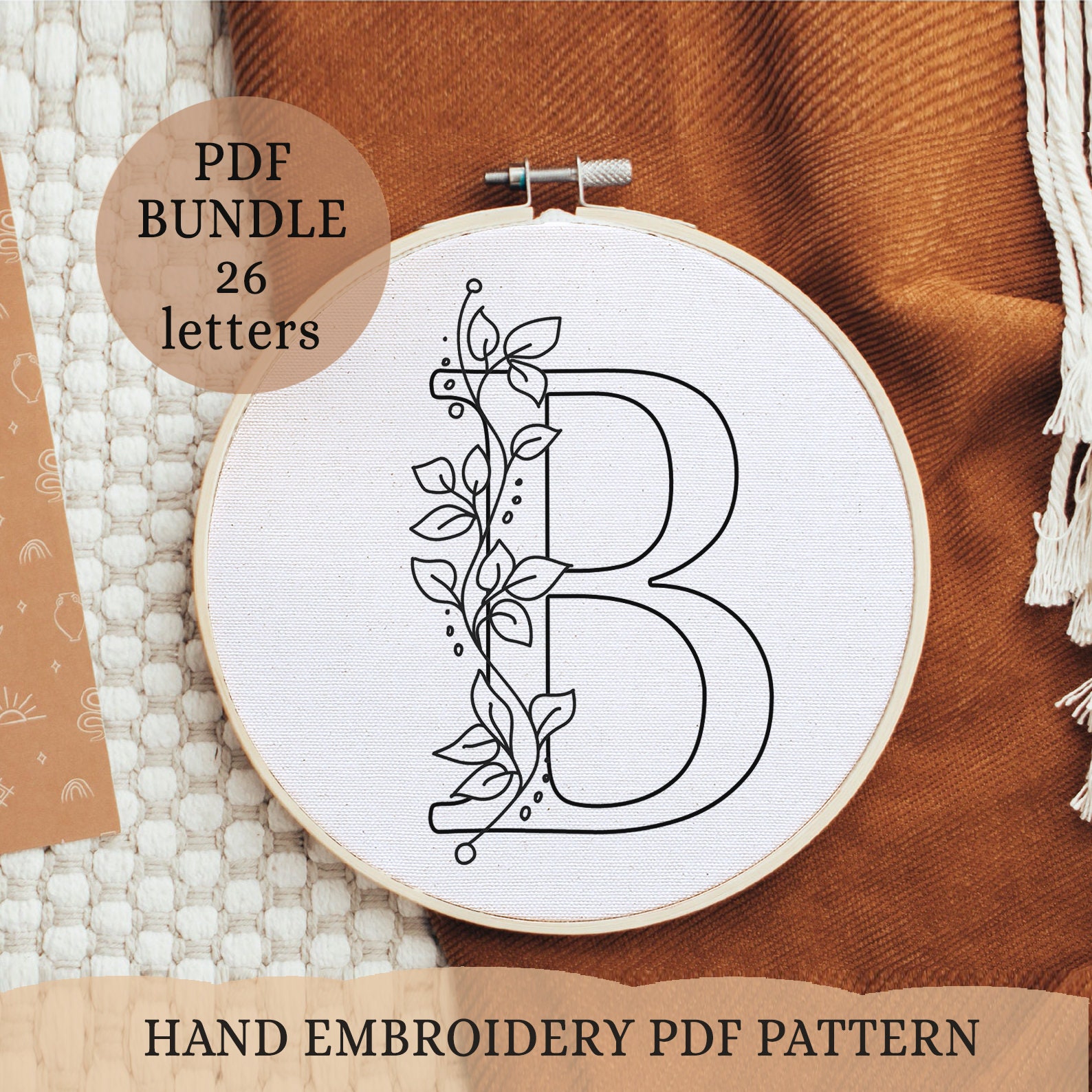 Floral Alphabet Embroidery Pattern: Monogram Letter Designs (PDF ...