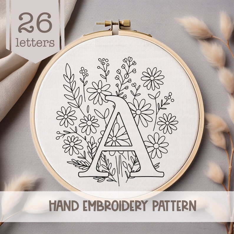 Floral Alphabet Embroidery Pattern: DIY Daisies Monogram (PDF Pattern ...
