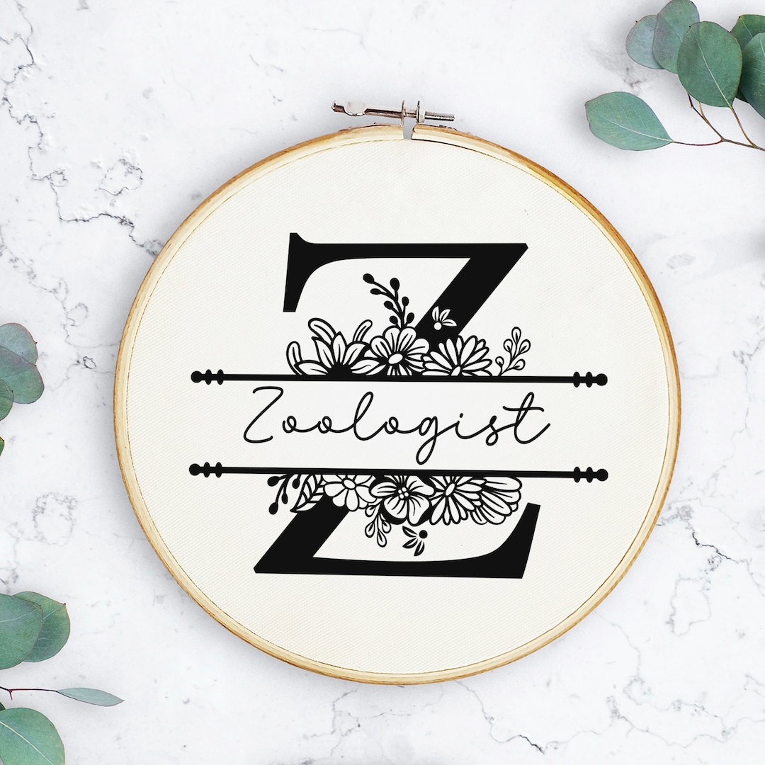 Zoologist Monogram Embroidery Pattern: Floral Letter Z (digital ...