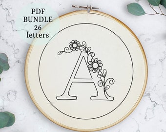 Complete Alphabet Embroidery, Pdf Pattern Letter Embroidery Design With ...
