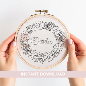 October Autumn Wreath Embroidery Pattern: Beginner DIY Project (PDF) - Etsy