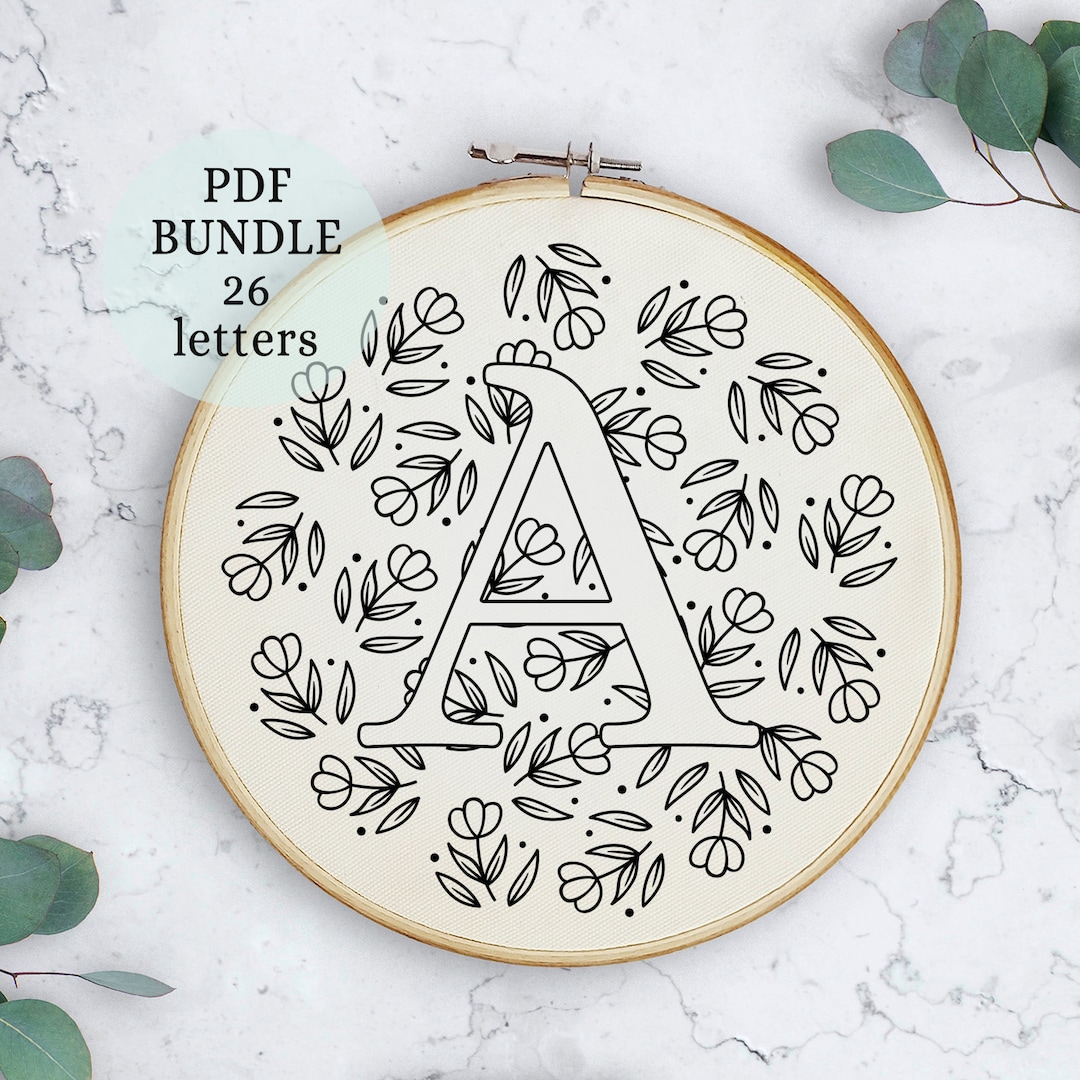Floral Alphabet Hand Embroidery Pattern, Beginner Friendly, Easy Craft ...