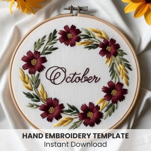 October Autumn Wreath Embroidery Pattern: Beginner DIY Project (PDF) - Etsy