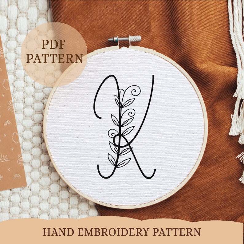 Floral Alphabet Embroidery Pattern, Complete Letter Design (PDF Pattern ...