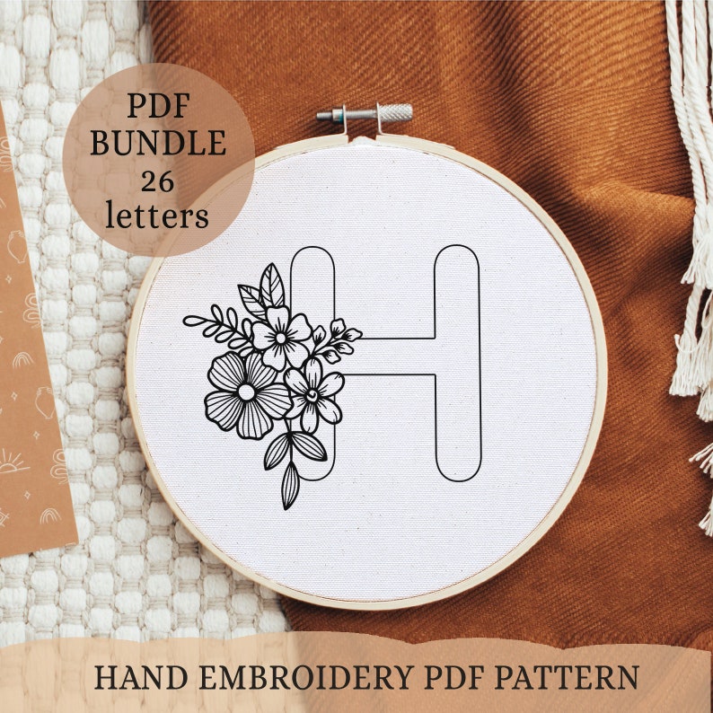 Complete Alphabet Embroidery, Pdf Pattern Letter Embroidery Design With ...