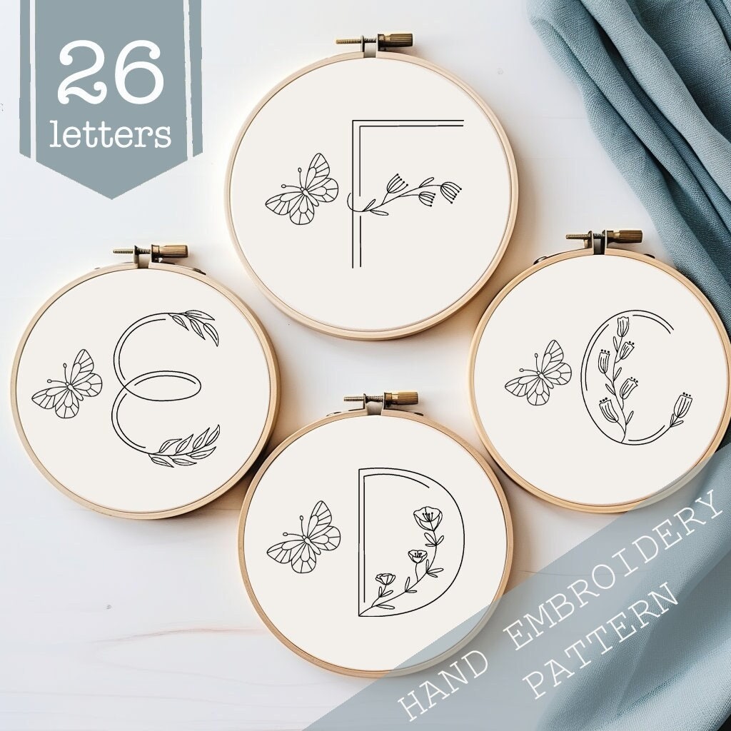 Hand Embroidery Alphabet Pattern: DIY Monogram Design (PDF) - Etsy