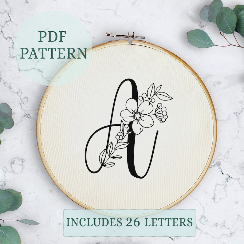 Alphabet Embroidery Pattern Letter Hand Embroidery Pattern - Etsy