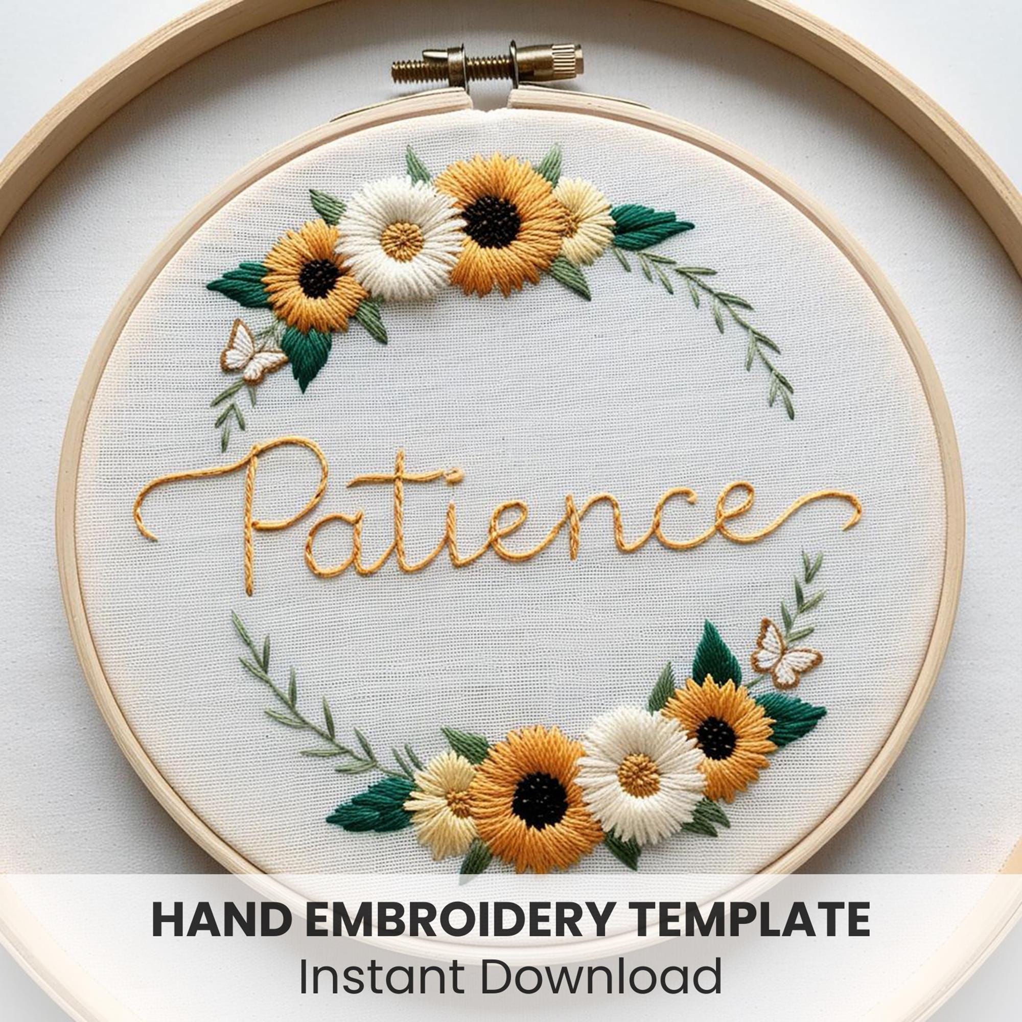Patience Floral Embroidery Pattern: Christian Bible Verse (PDF Pattern ...