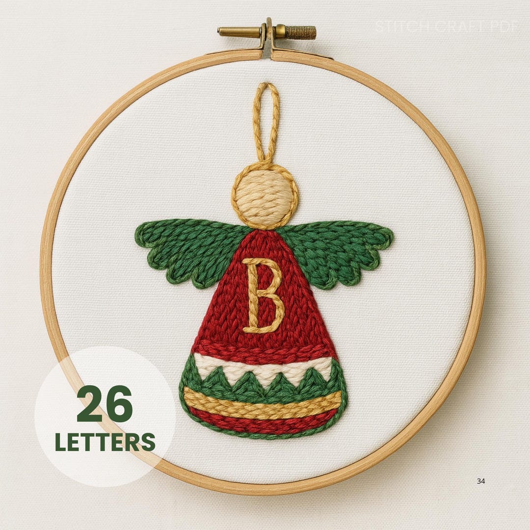 Angel Ornament Alphabet PDF Pattern: Printable Monogram Letters ...