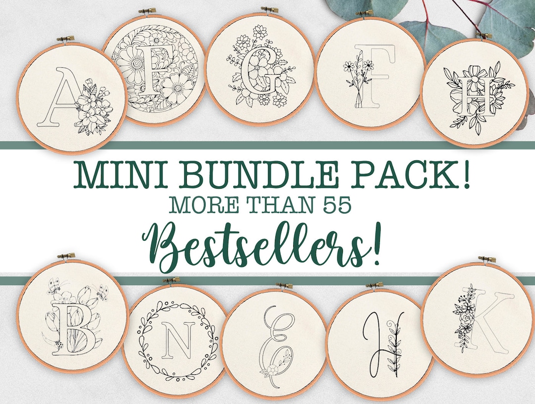 55 Alphabet Hand Embroidery Patterns: Mini Bestseller Bundle (PDF ...