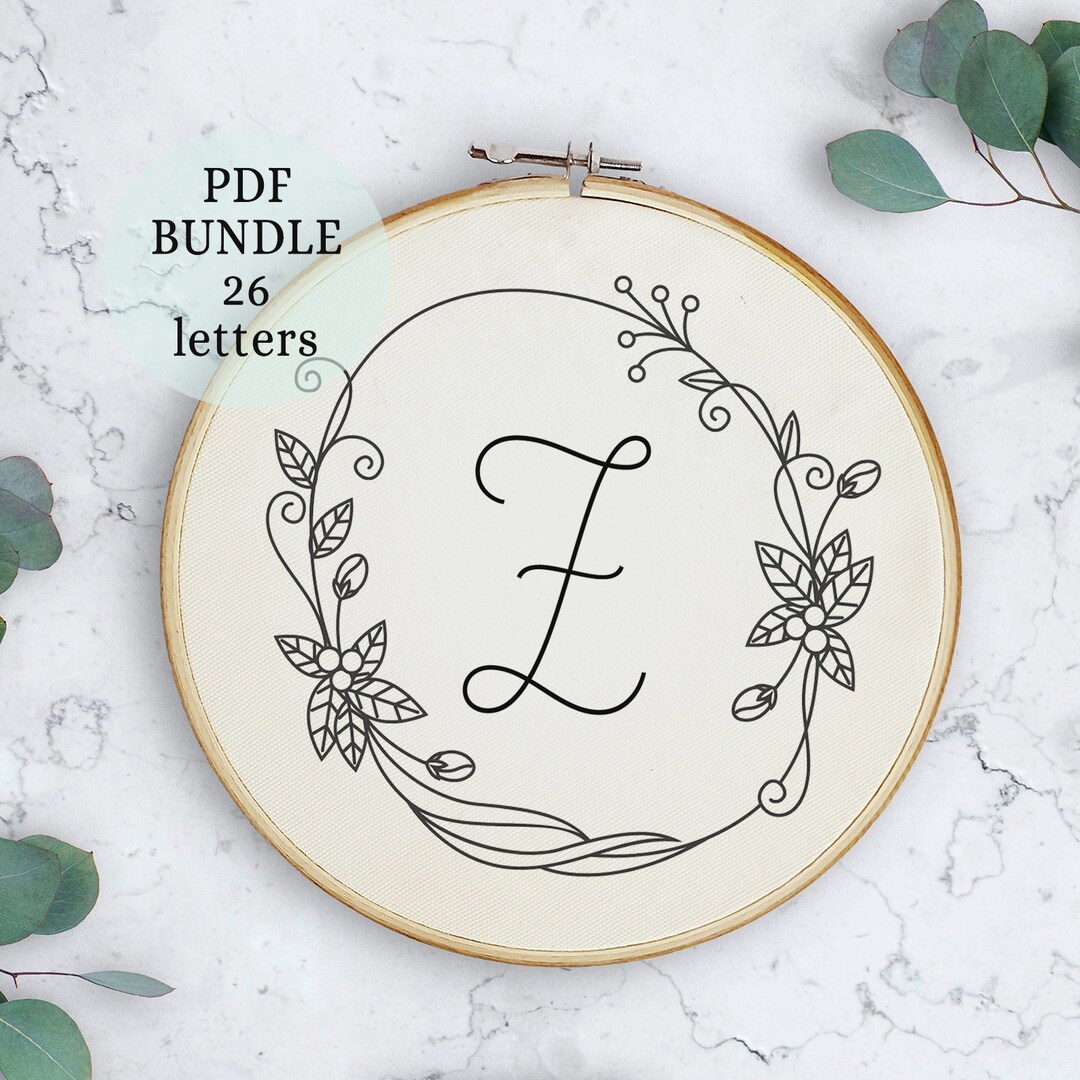 Floral Alphabet, Hand Embroidery Pattern, Monograms Letters, 26 Letters ...