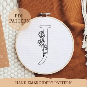 Floral Alphabet Embroidery Pattern, Instant Digital Download, Letter ...