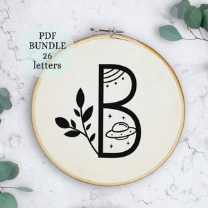 Solar System, Galaxy, Saturn, Alphabet Embroidery Pattern, Full ...