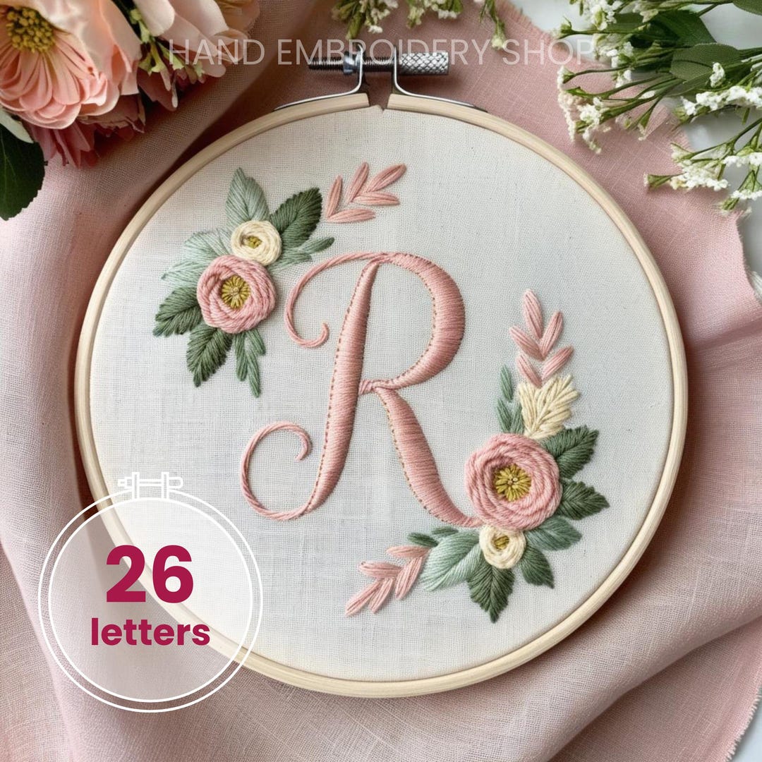 Complete Alphabet Embroidery Pattern, Floral Alphabet Embroidery ...